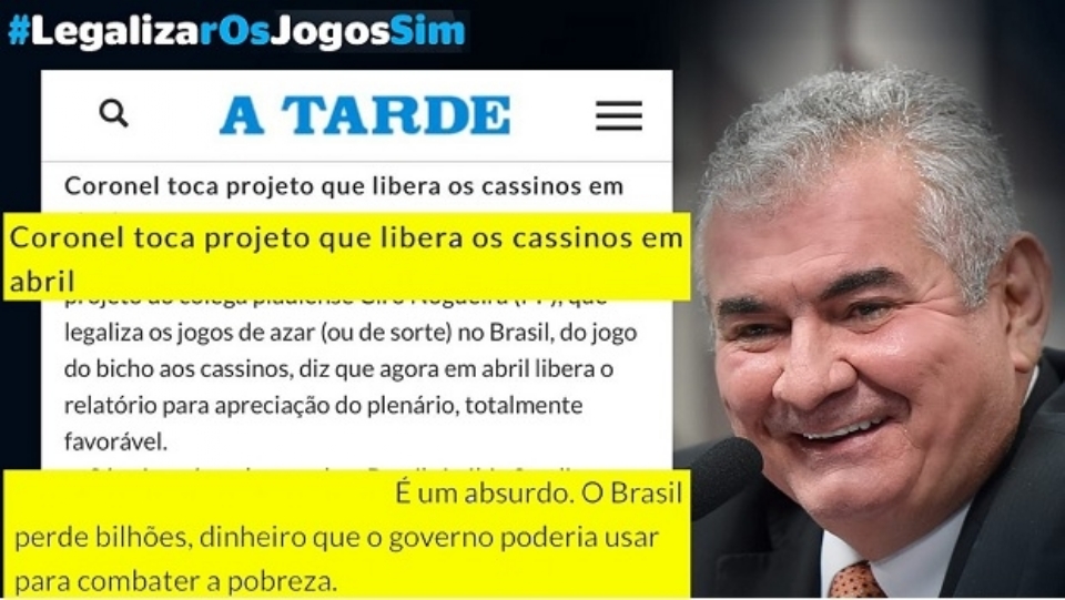 Senador Angelo Coronel toca projeto que libera os jogos de azar no ...